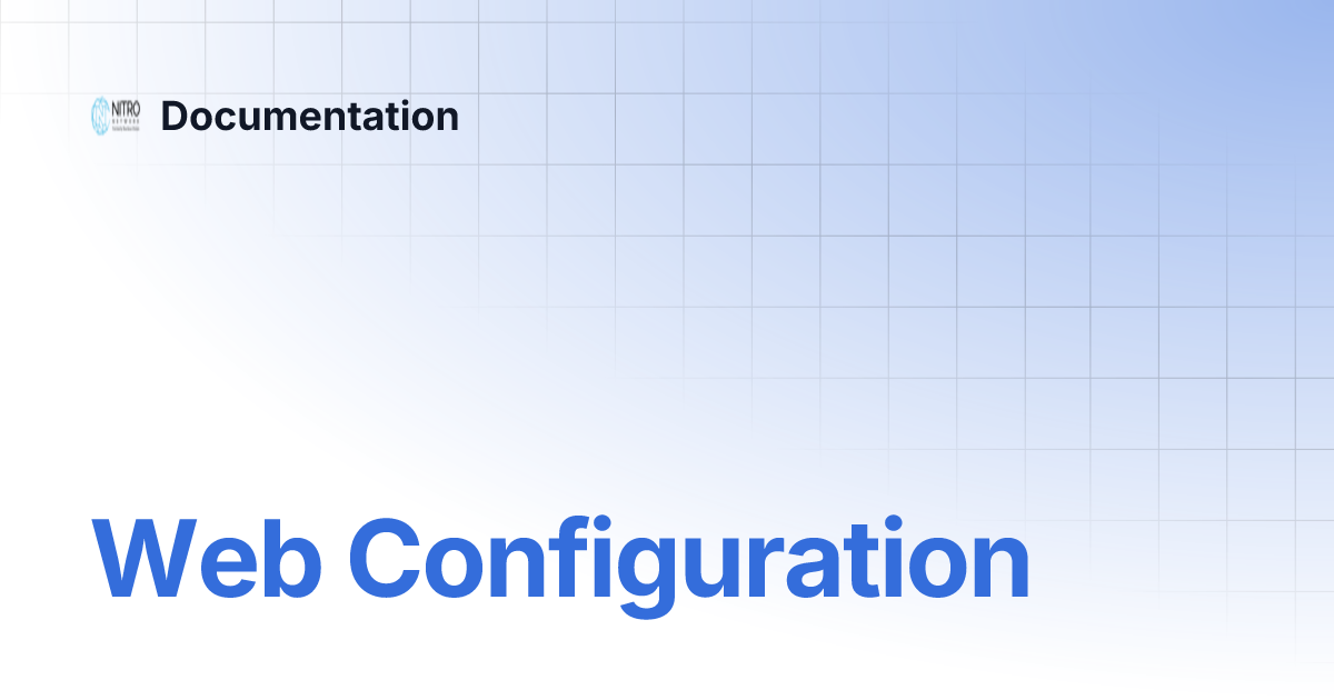 Web Configuration | Documentation